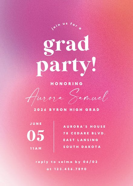 Gradient Celebration - Graduation Party Invitation Template (Free ...