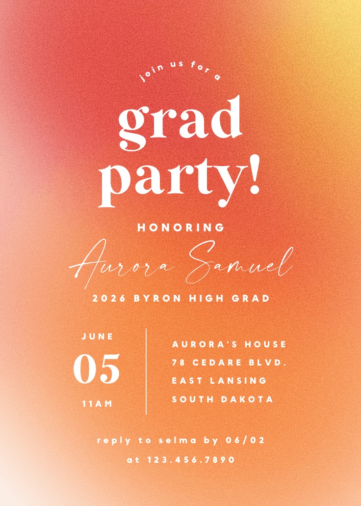 Gradient celebration - Graduation Party Invitation Template (Free ...