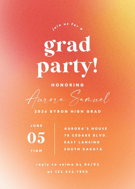 Gradient Celebration - Graduation Party Invitation Template (Free ...