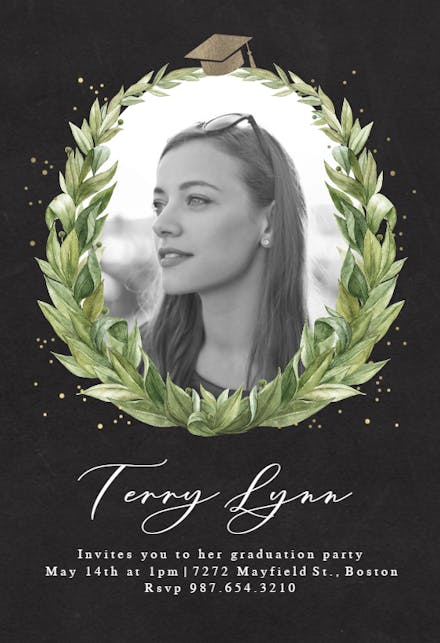 Laurel Wreath Photo - Graduation Party Invitation Template | Greetings ...