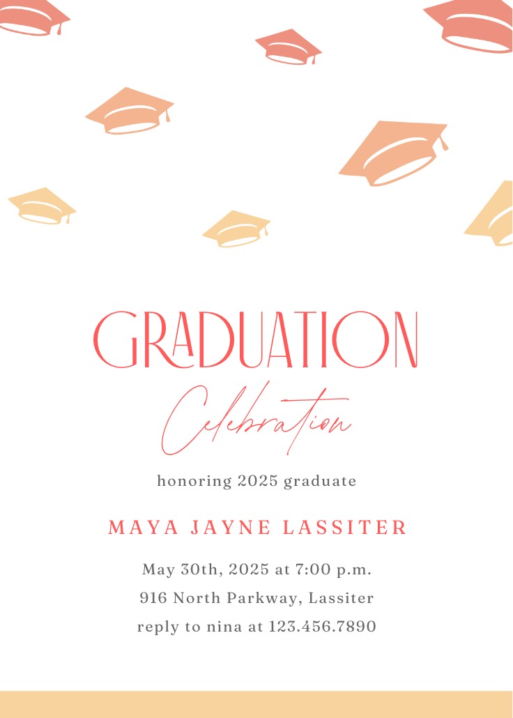Light Orange - Graduation Party Invitation Template (Free) | Greetings ...