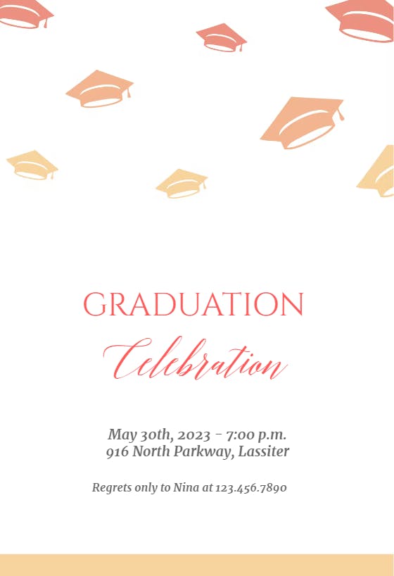 Light Orange - Graduation Party Invitation Template (Free) | Greetings ...