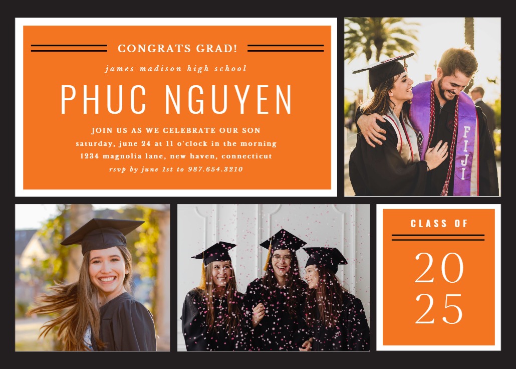 Multi Photo School - Graduation Party Invitation Template (Free ...