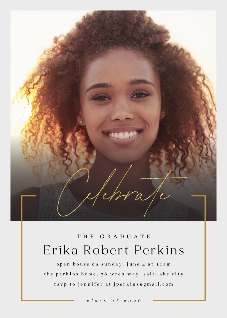 Gold arch - Graduation Party Invitation Template (Free) | Greetings Island