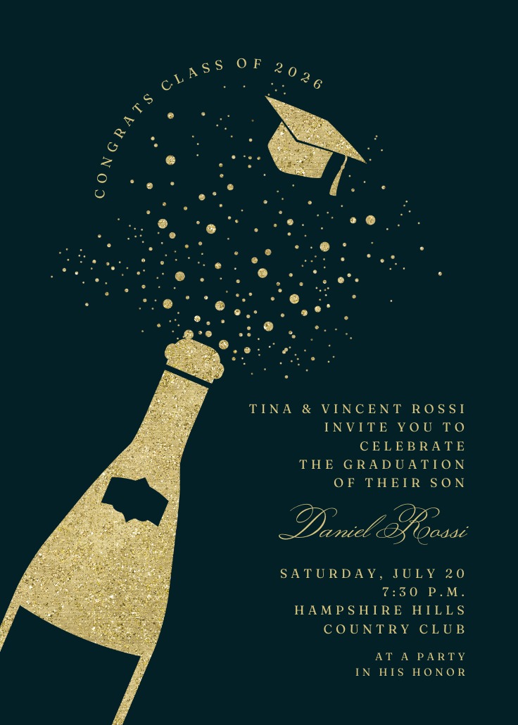 Pop the Cap - Graduation Party Invitation Template | Greetings Island