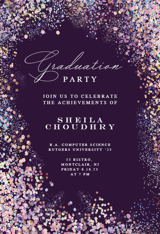 Rainbow Confetti Frame - Graduation Party Invitation Template (Free ...