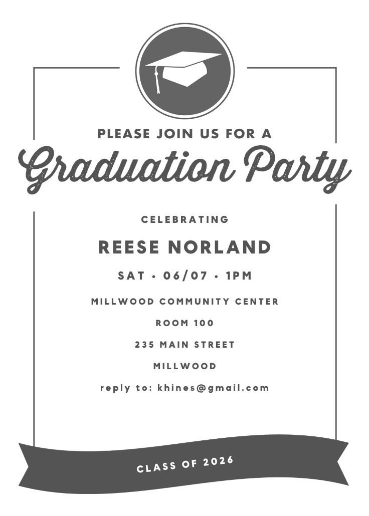 Ribbon Graduation - Graduation Party Invitation Template (Free ...