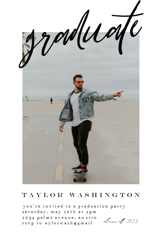 Minimalist Script - Graduation Party Invitation Template (Free ...