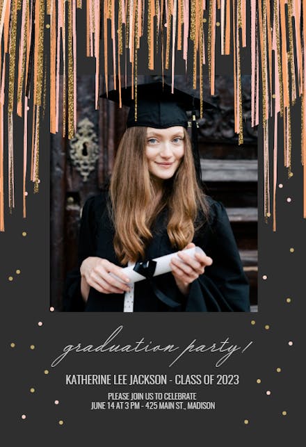 Shiny Stripes Frame - Graduation Party Invitation Template | Greetings ...