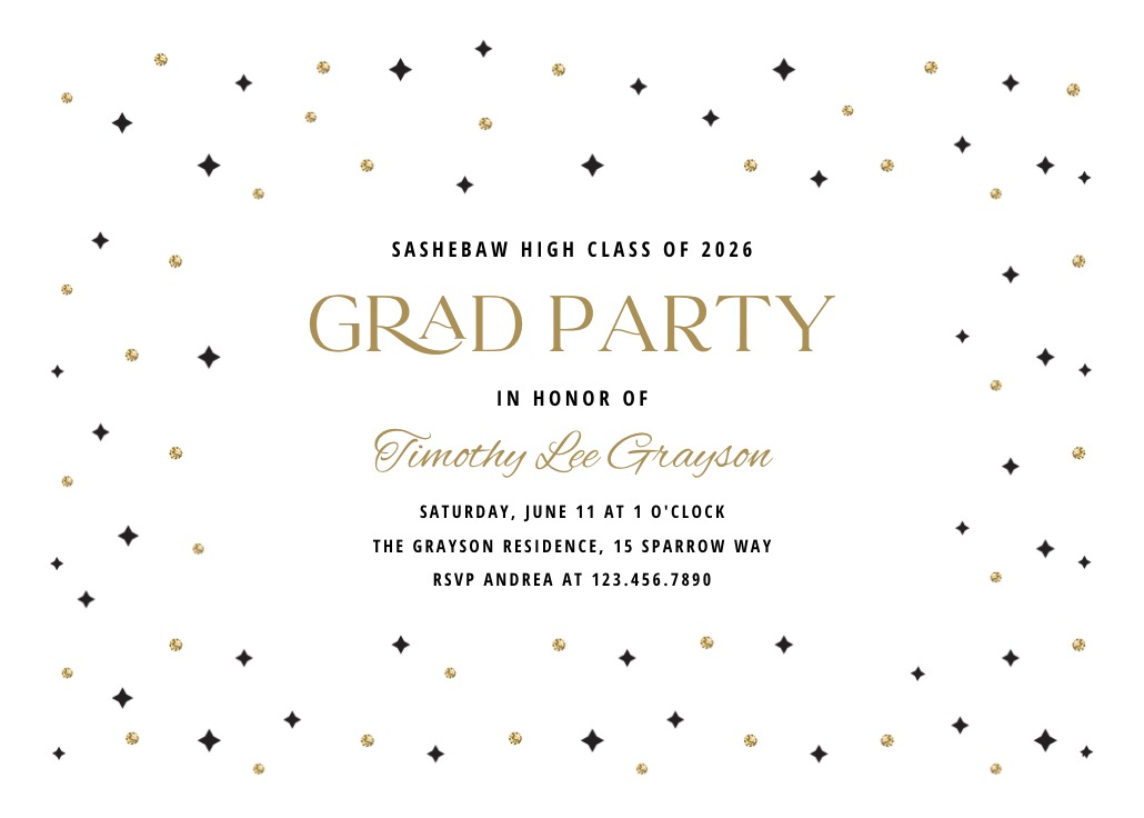 Sparks & Stars - Graduation Party Invitation Template (Free ...