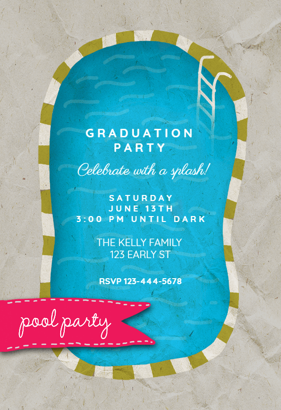 Splash Bash - Graduation Party Invitation Template (Free) | Greetings ...