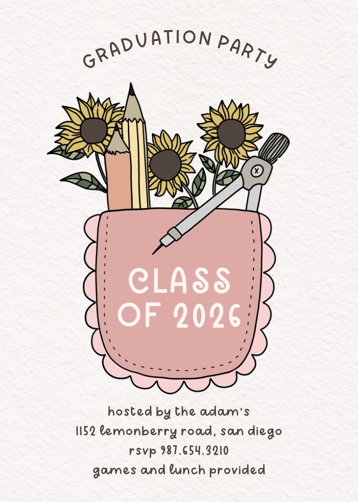 Sunflower pocket - Graduation Party Invitation Template | Greetings Island