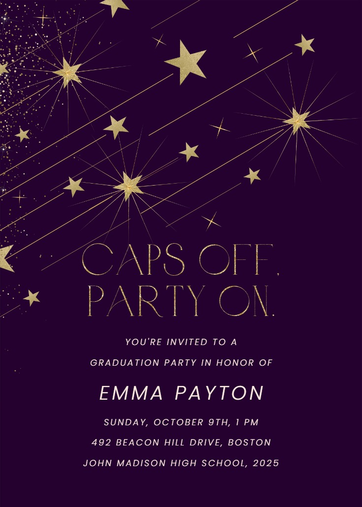 Wonderstruck stars - Graduation Party Invitation Template (Free ...