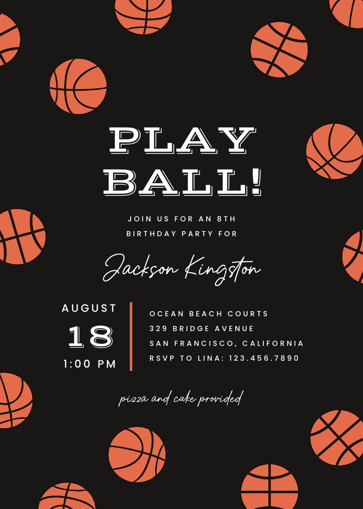 Basketball Birthday - Sports & games Invitation Template (Free ...