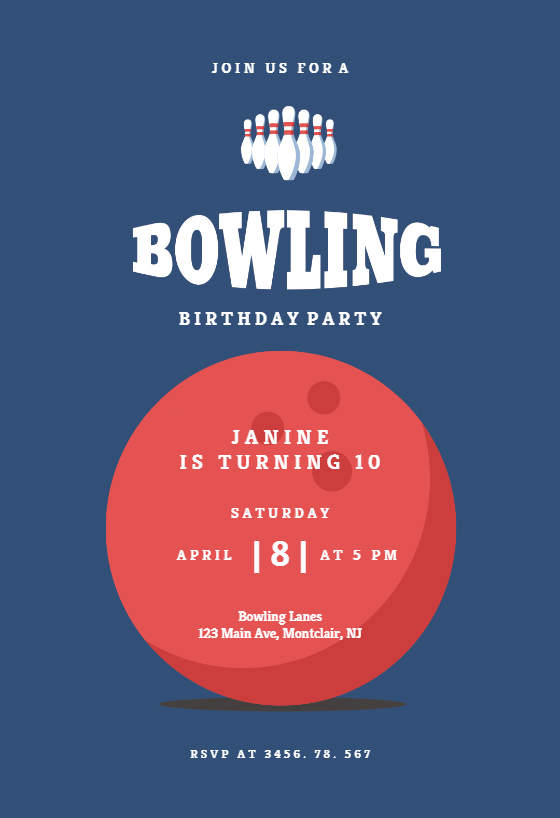 Bowling Birthday Party - Birthday Invitation Template (Free ...