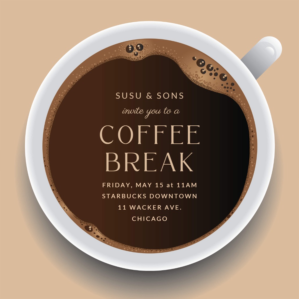 Coffee Break - Party Invitation Template (Free) | Greetings Island