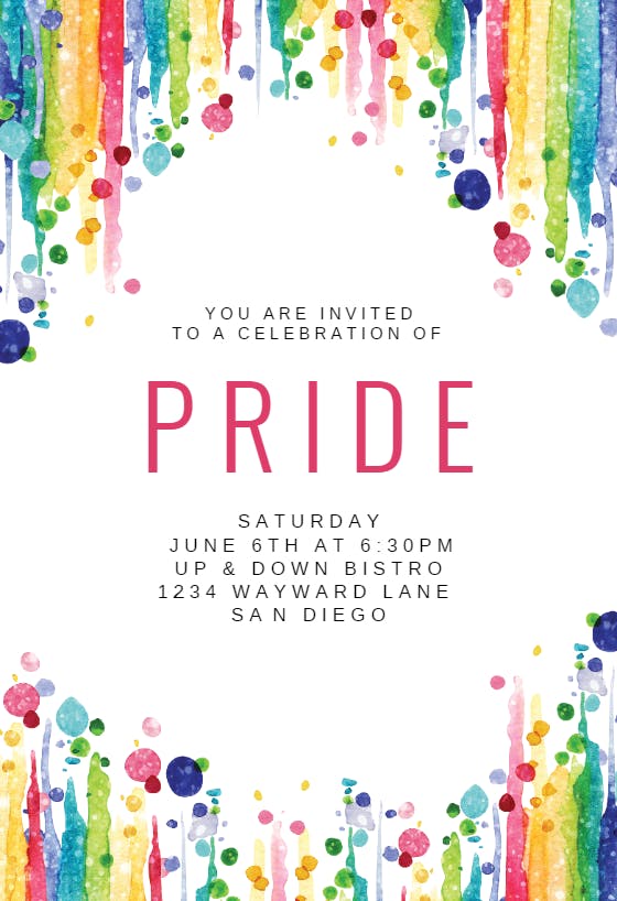 Rainbow Watercolor - Party Invitation Template (Free) | Greetings Island