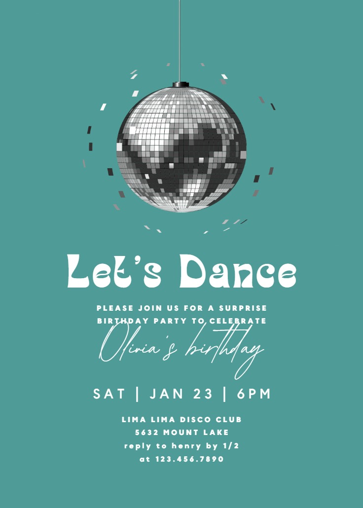 Disco ball - Party Invitation Template (Free) | Greetings Island