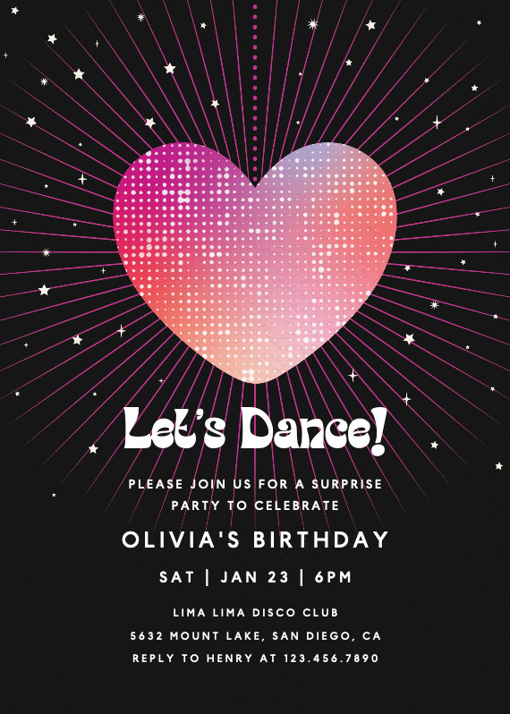 Disco Love - Birthday Invitation Template (Free) | Greetings Island
