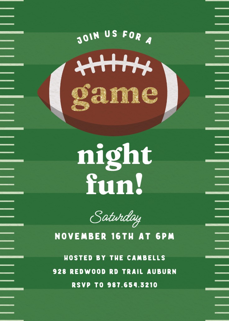 Football Party - Sports & games Invitation Template (Free) | Greetings ...