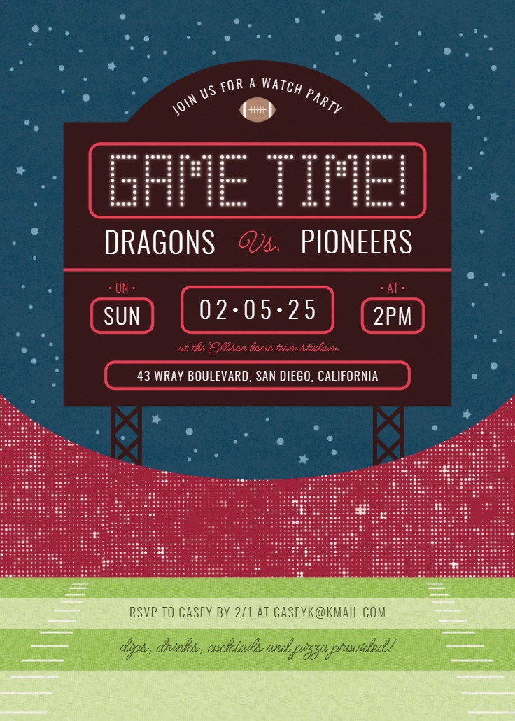 Game Time - Sports & games Invitation Template (Free) | Greetings Island