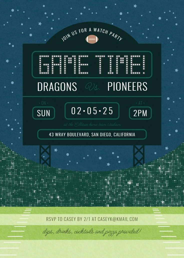 Game Time - Sports & games Invitation Template (Free) | Greetings Island