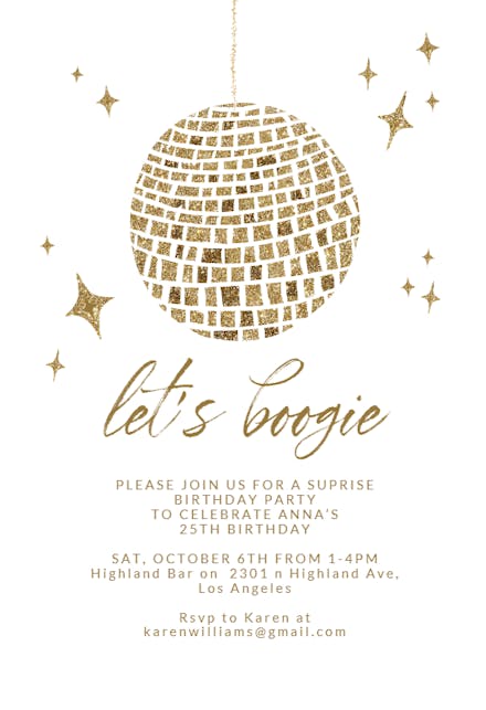 Glitter Disco - Party Invitation Template (Free) | Greetings Island