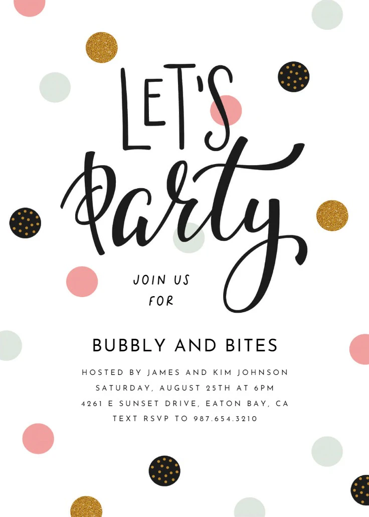 Lets Party - Party Invitation Template (Free) | Greetings Island