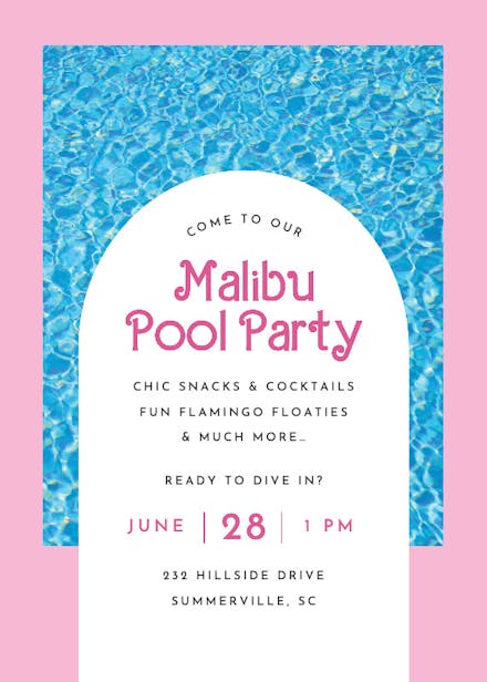 Malibu Chic - Pool Party Invitation Template (Free) | Greetings Island