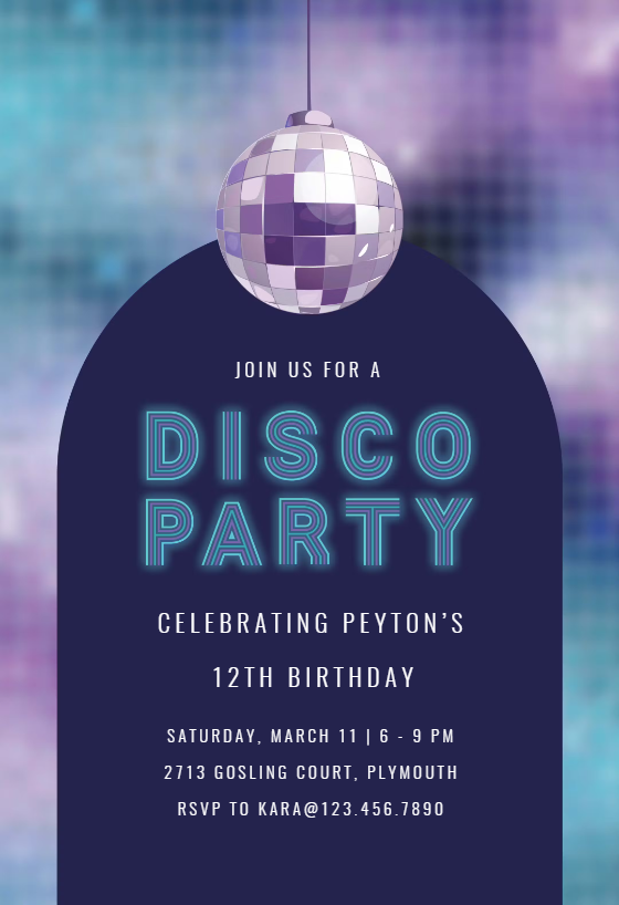 Disco Party Adults - Birthday Invitation Template (Free) | Greetings Island