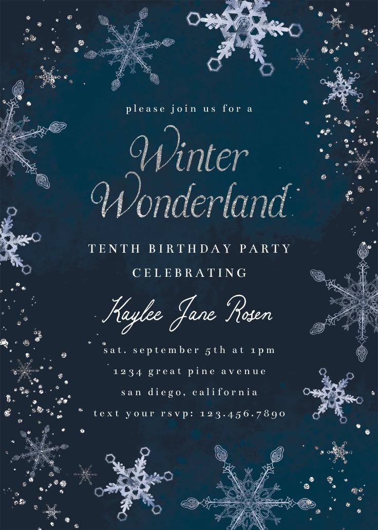 Night Snowfall - Party Invitation Template (Free) | Greetings Island