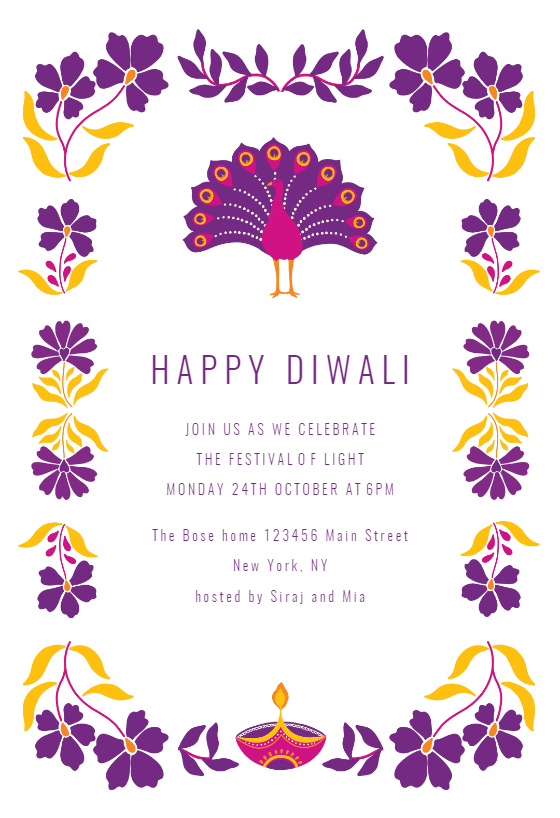 Pom Pom - Diwali Invitation Card Template (Free) | Greetings Island