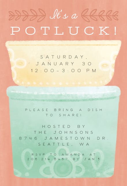 Potluck Party - Potluck Invitation (Free) | Greetings Island