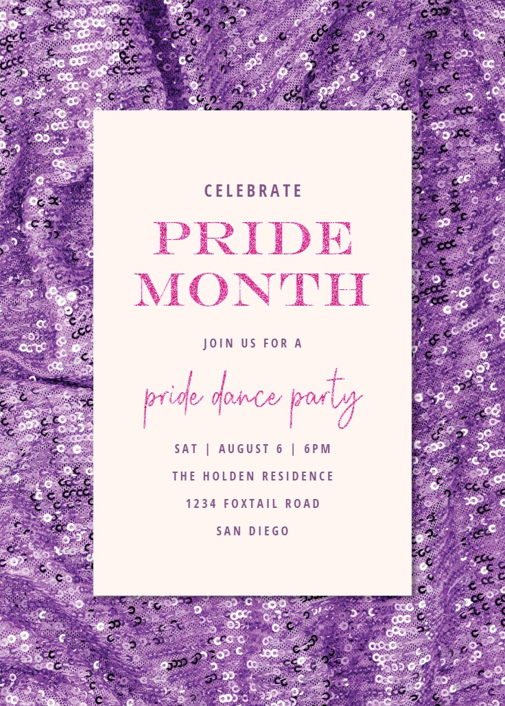 Pride Glittery sequins - Party Invitation Template (Free) | Greetings ...