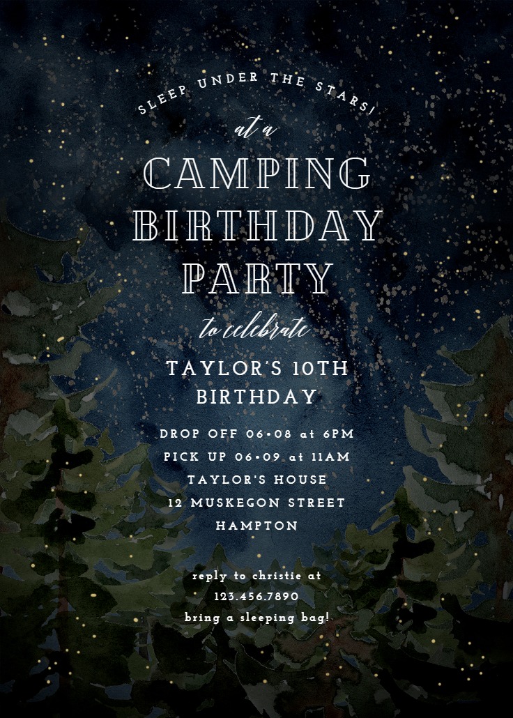Rustic forest camping - Party Invitation Template (Free) | Greetings Island