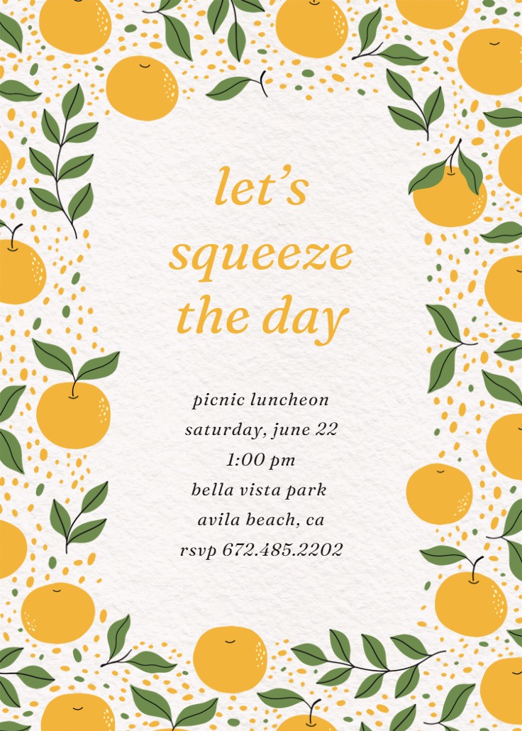 Squeeze the Day - Party Invitation Template | Greetings Island