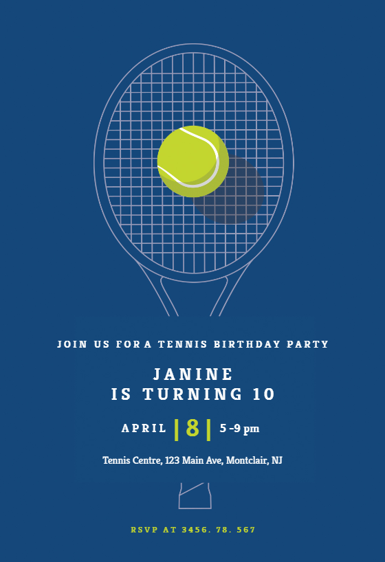Tennis champ - Sports & games Invitation Template (Free) | Greetings Island