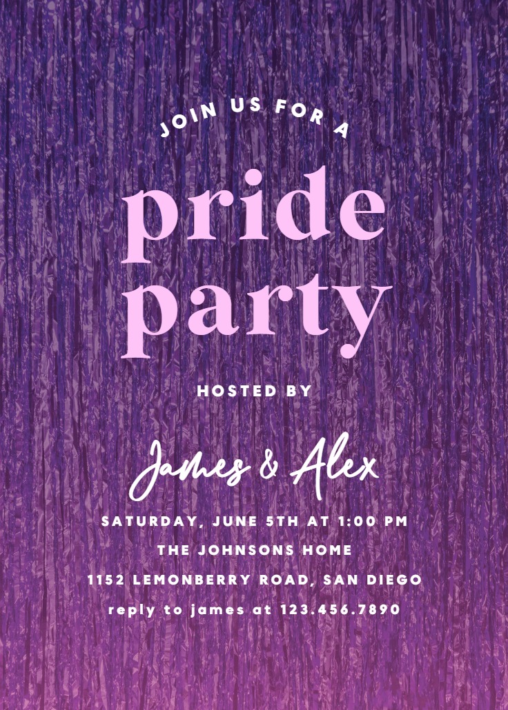 Tinsel pride - Party Invitation Template (Free) | Greetings Island