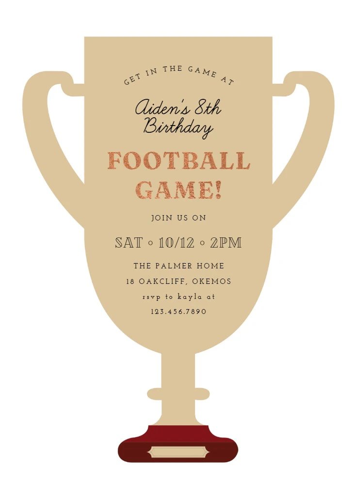 Trophy Cup - Sports & games Invitation Template (Free) | Greetings Island
