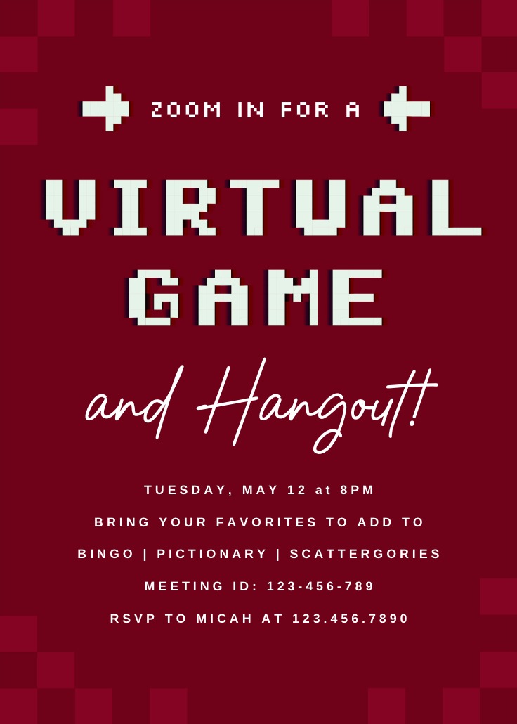 Virtual Game - Party Invitation Template (Free) | Greetings Island