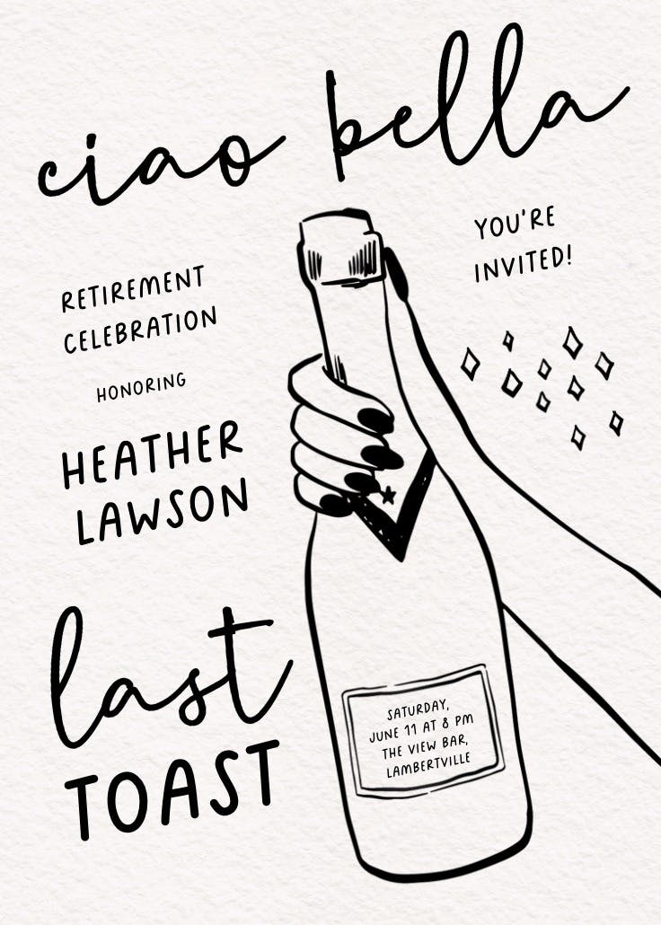 Boozy & Party Bound - Retirement & Farewell Party Invitation Template ...