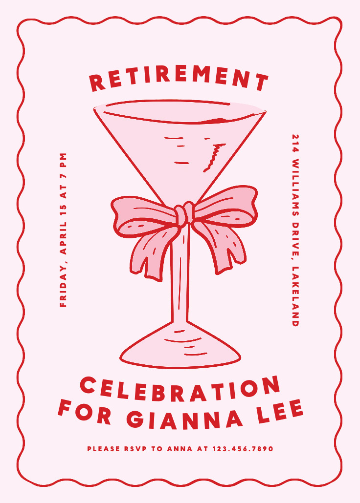 Bubbly Bow - Retirement & Farewell Party Invitation Template (Free ...