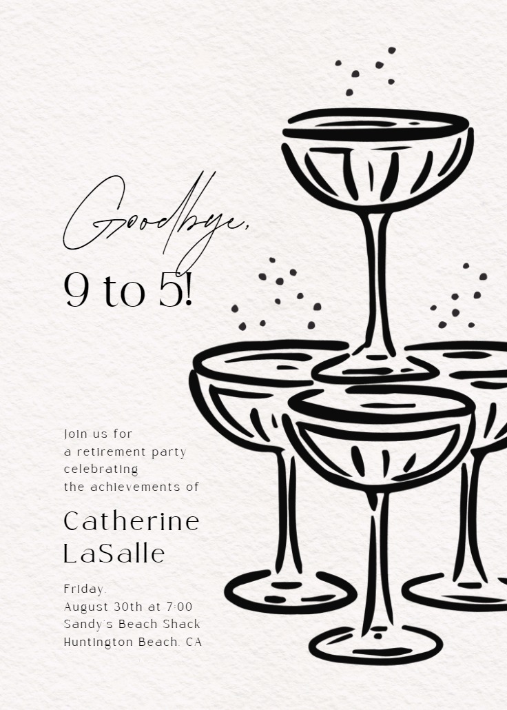 Cheers Goodbye - Retirement & Farewell Party Invitation Template (Free ...