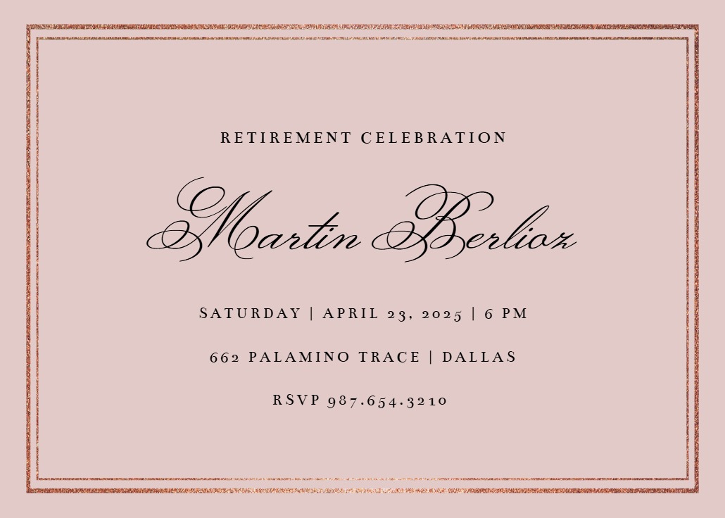 Classy Retirement - Retirement & Farewell Party Invitation Template ...