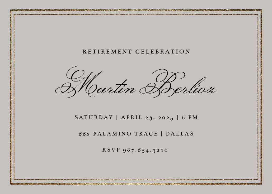 Classy Retirement - Retirement & Farewell Party Invitation Template ...