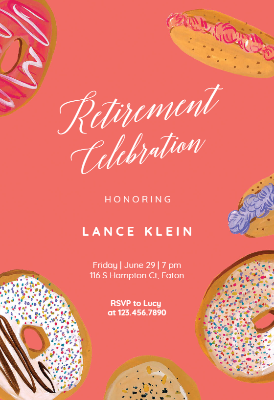 Doughnuts - Retirement & Farewell Party Invitation Template (Free ...