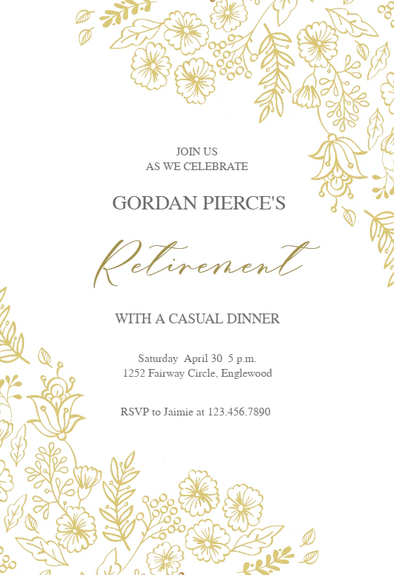 Dappled Distinction - Retirement & Farewell Party Invitation Template ...