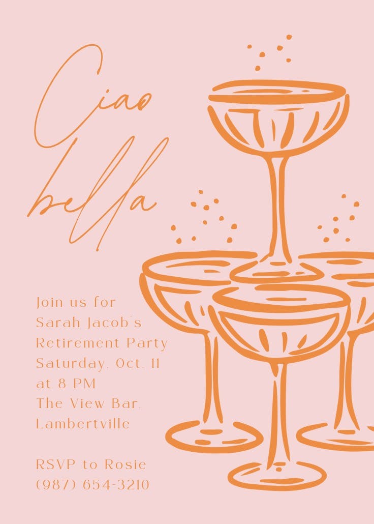 Fancy Drinks - Retirement & Farewell Party Invitation Template (Free ...