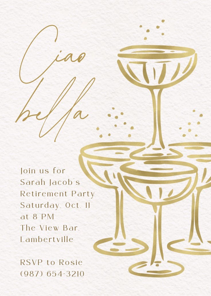 Fancy Drinks - Retirement & Farewell Party Invitation Template (Free ...