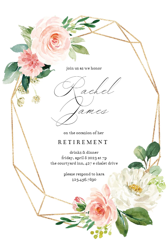 Floral Sakura - Retirement & Farewell Party Invitation Template ...